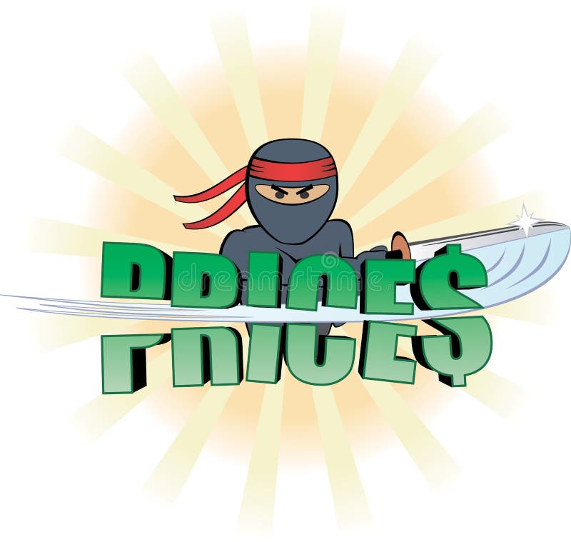 Ninja Slashing Prices stock illustration. Illustration of finance ...