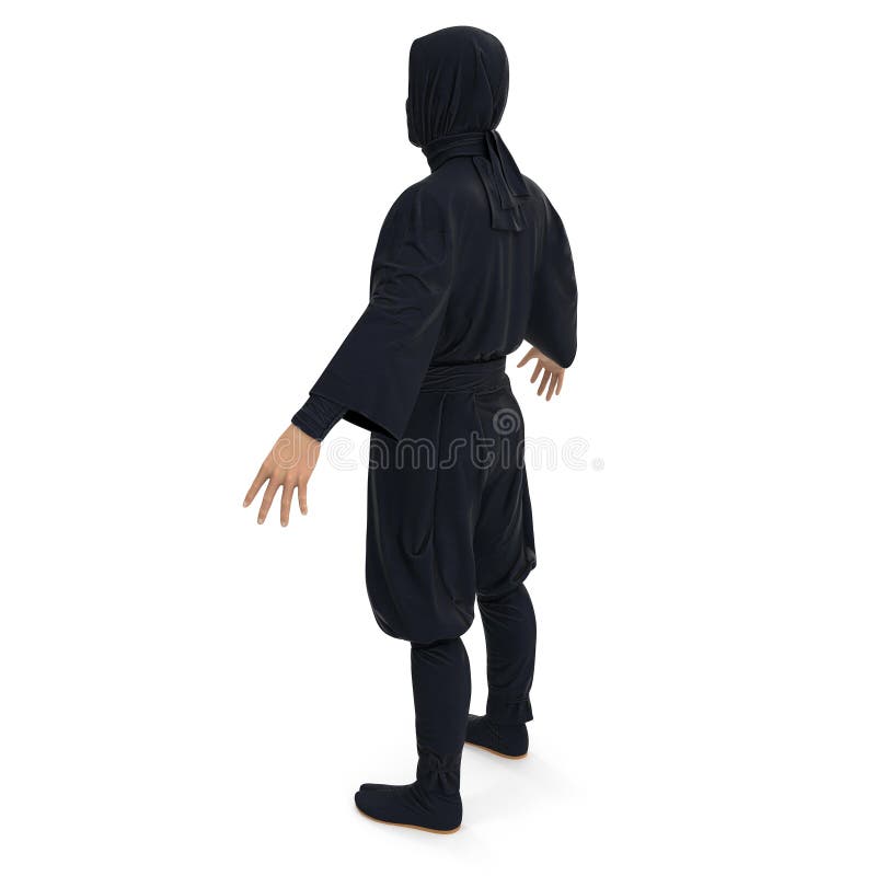 Ninja Standing Pose on White Background. 3D Illustration, Isolated ...