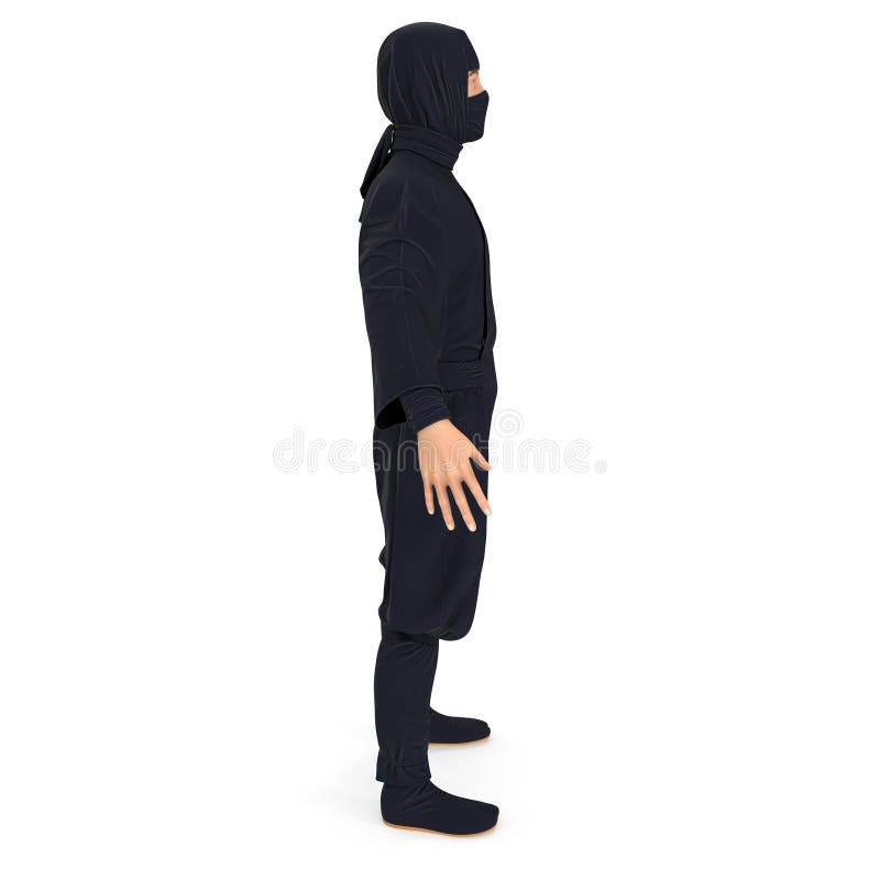 Ninja Standing Pose on White Background. 3D Illustration, Isolated ...