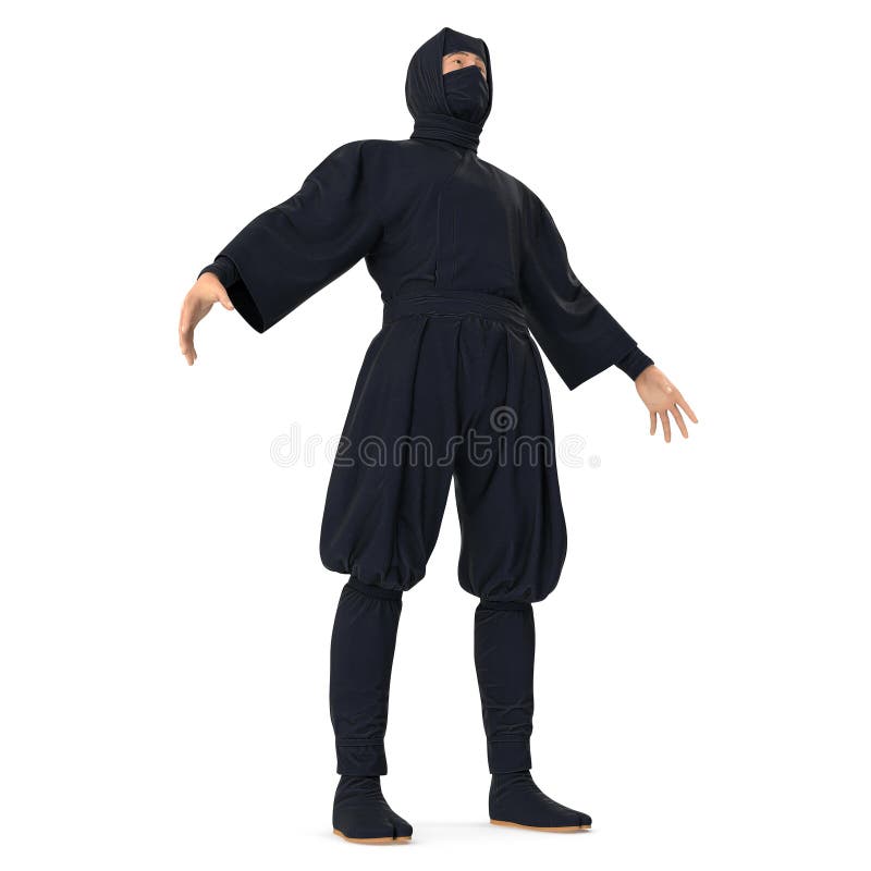 Ninja Standing Pose on White Background. 3D Illustration, Isolated ...