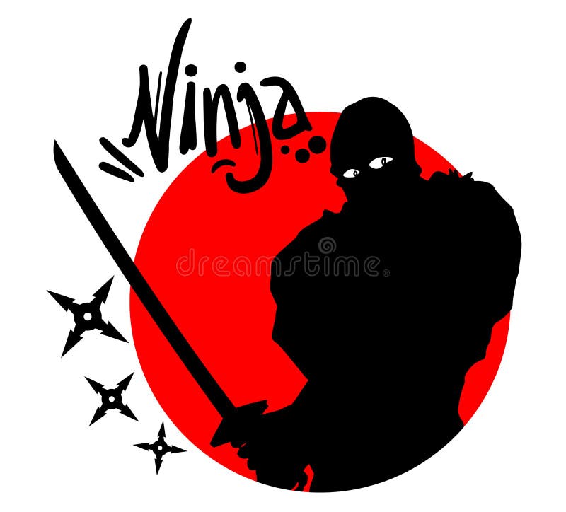 Ninja symbol stock vector. Illustration of flying, sword - 58666435