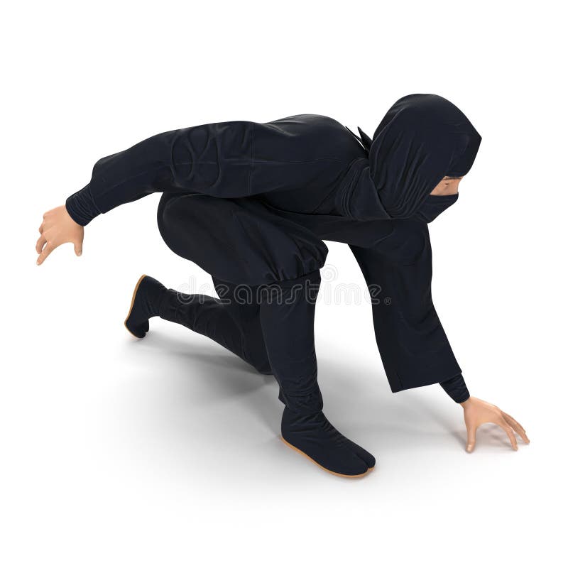 Ninja Taking Fighting Pose En El Fondo Blanco Ejemplo 3d, Aislado Stock ...