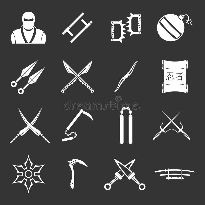 Ninja Tools Icons Set, Outline Style Stock Vector - Illustration of ...