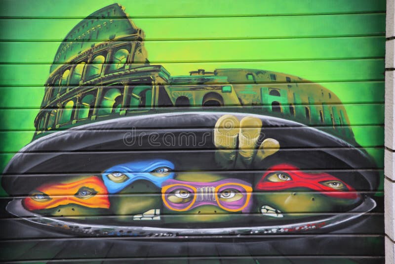 Ninja turtles graffiti editorial image. Illustration of urban - 76705080