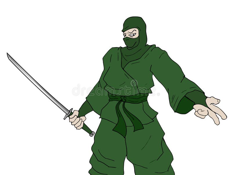 Ninja verde ilustración del vector. Ilustración de samurai - 60351104