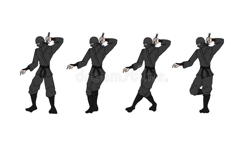 Ninja walking draw stock vector. Illustration of katana - 160151342