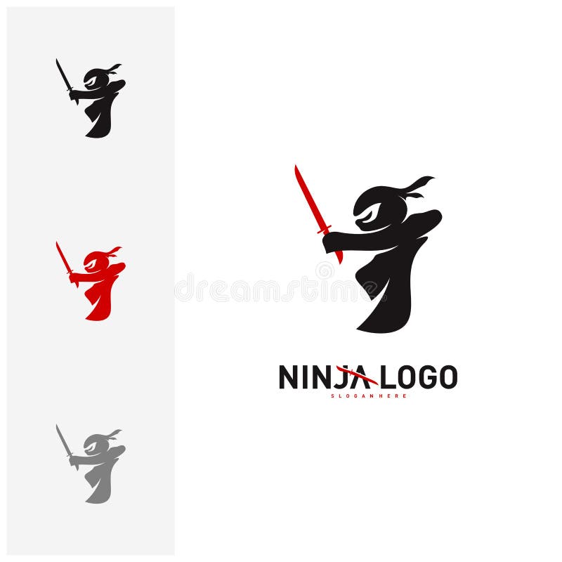 Ninja Warrior Logo Design Vector Template. Silhouette of Japanese ...