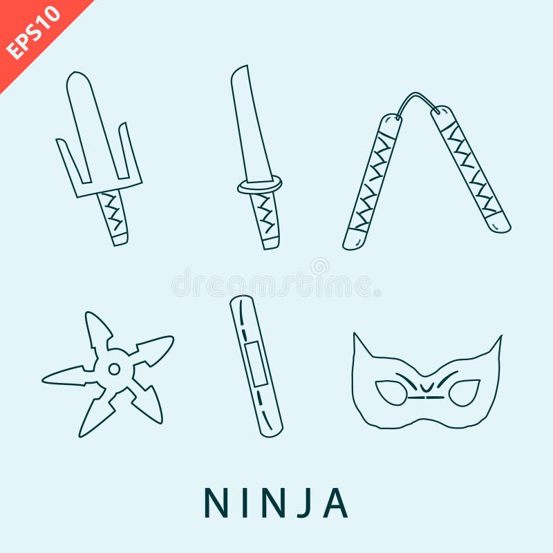 Ninja Weapon and Mask Vector Design Flat Isolated Illustration Stock ...