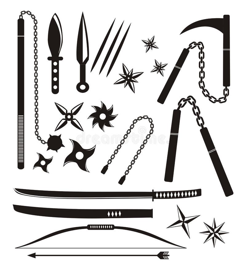 Ninja weapon sets stock vector. Illustration of fukiya - 32239871