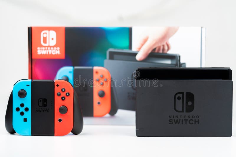 Nintendo Switch Box and Control with Display and Stand Editorial ...