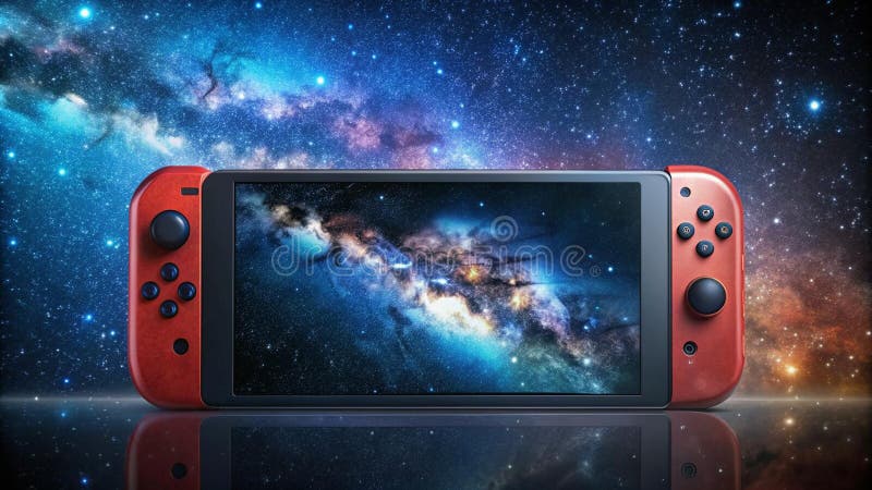 Nintendo Switch Red and Blue Console Against a Starry Night Sky AI ...