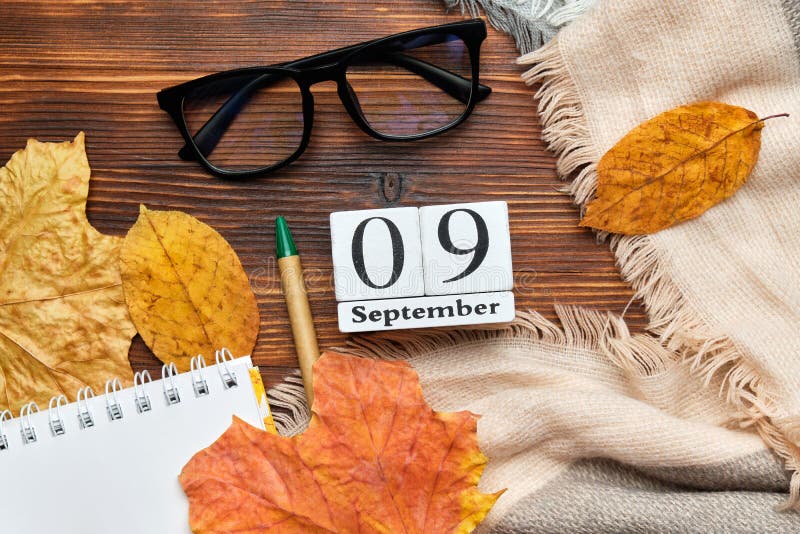 Ninth Day of Autumn Month Calendar September Stock Photo - Image of ...
