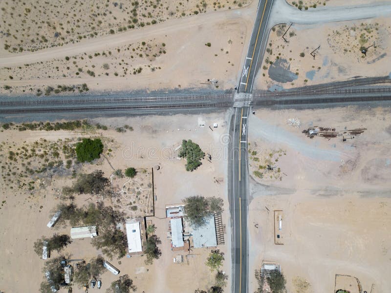 Nipton, California Intersection from Above Stock Image - Image of ...