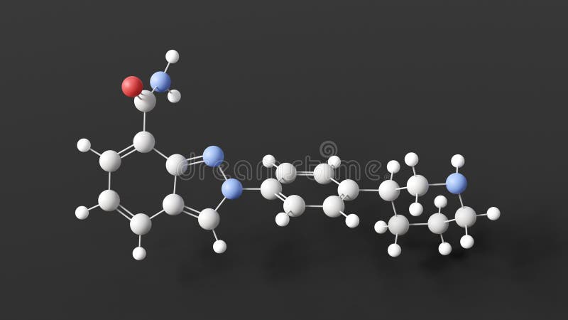 Niraparib Molecule, Molecular Structure, Anti-cancer Medication, Ball ...