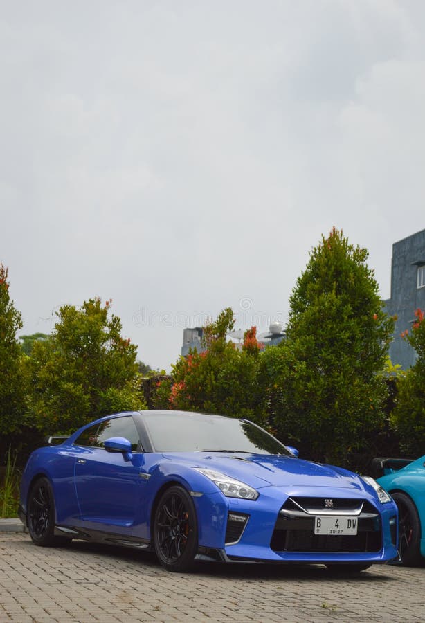 Nissan GT-R R35 Blue editorial stock photo. Image of tanjung - 291176293