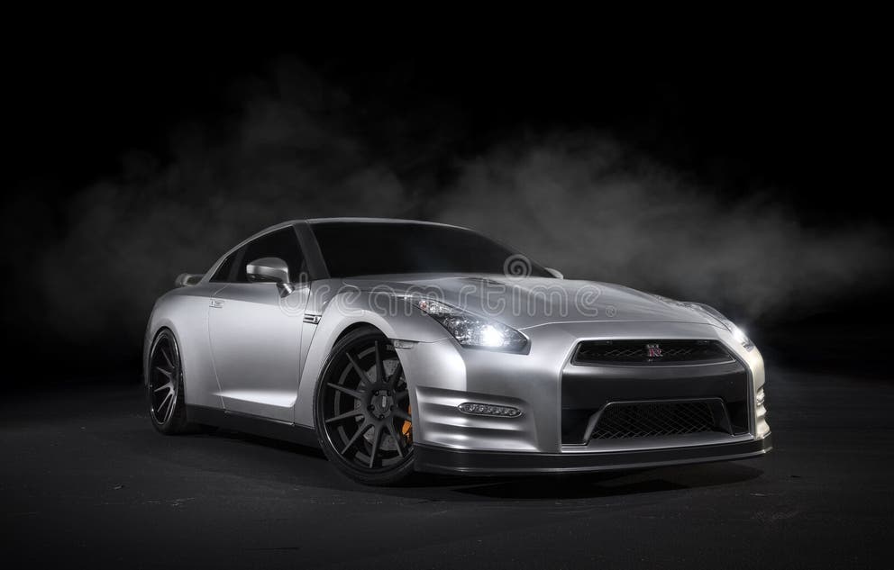 Nissan GTR editorial image. Image of wheels, turbo, smoke - 38146240