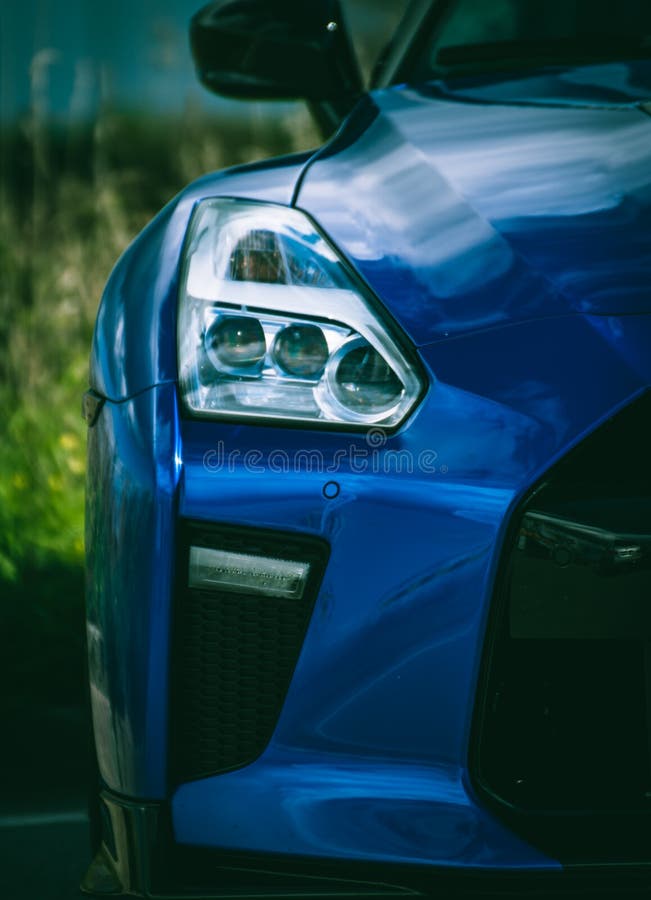 Nissan GTR R35 Clouse Up Front Head Lamp. Stock Photo - Image of sports ...