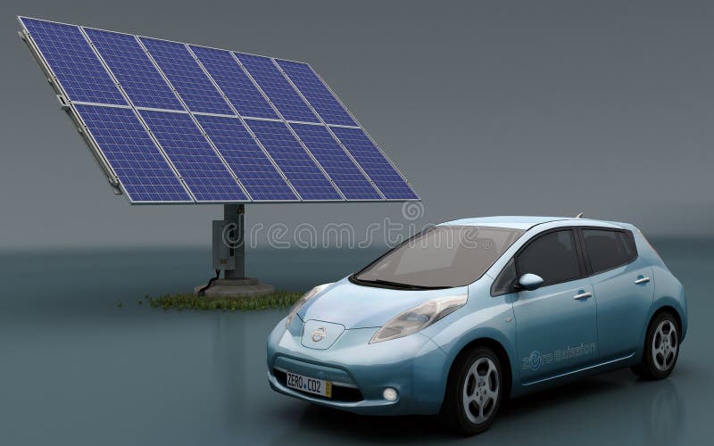 Nissan Leaf with Solar Set editorial stock image. Illustration of sleek ...