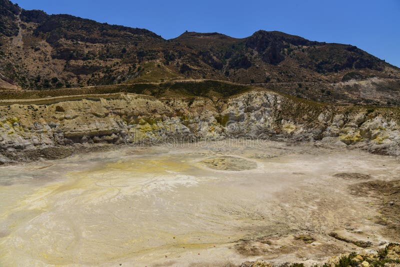Nisyros volcano crater stock photo. Image of crater, place - 58661144