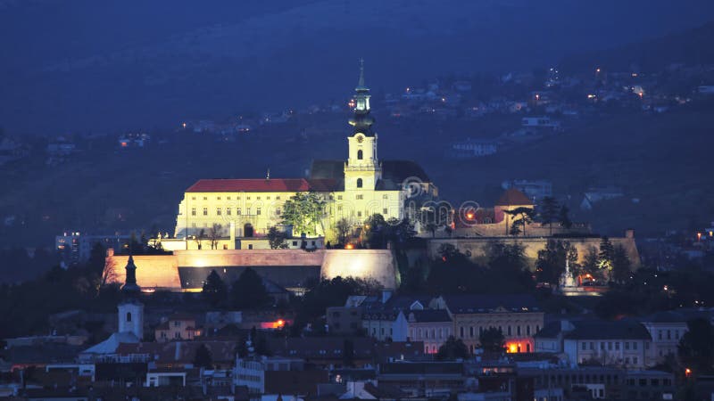 Nitra Castle at Night, Slovakia Stock Image - Image of architectural ...