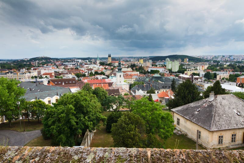 Nitra City Skyline Panorama Aerial Downtown Church Castle View Stock ...