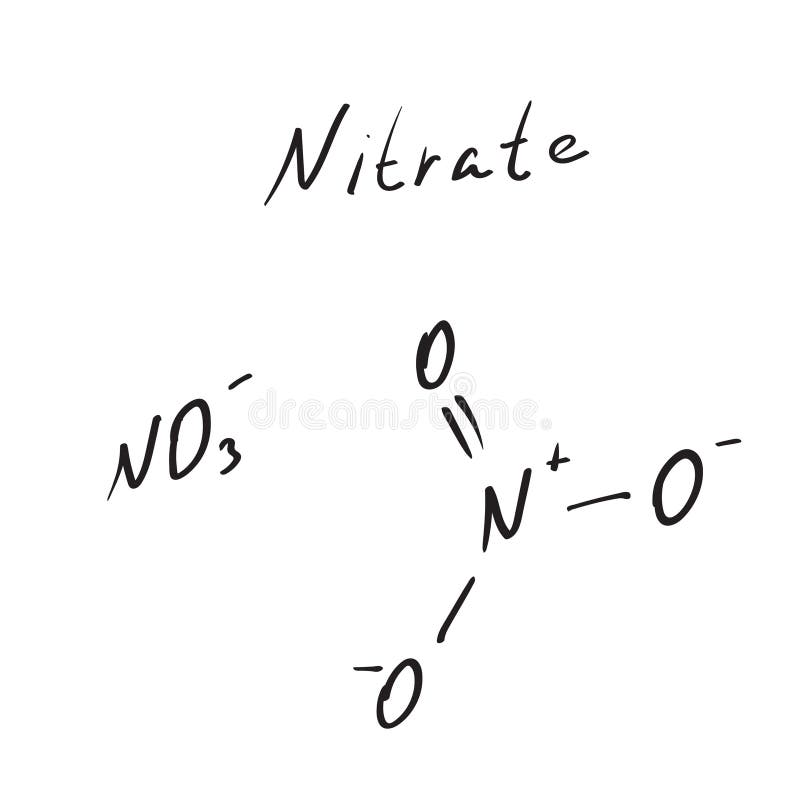 Nitrate Molecule Formula. Hand Drawn Imitation of Nitrate Structural ...