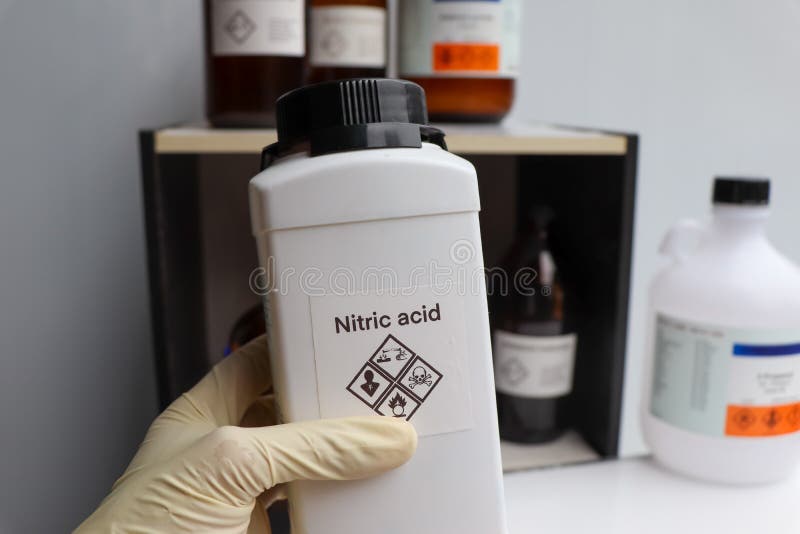 Nitric Acid in Bottle, Chemical in the Laboratory Stock Image - Image ...