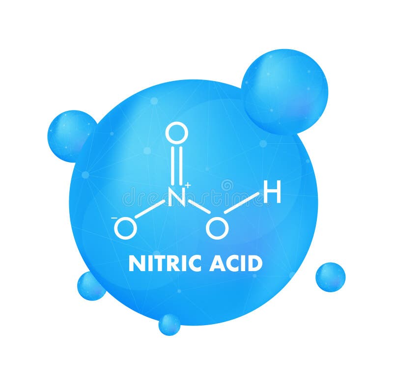 Nitric Acid Molecular Structure with Blue Spheres Stock Vector ...