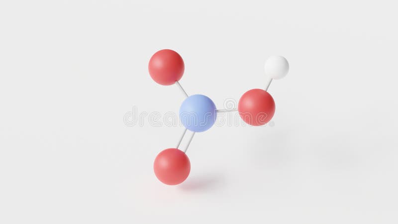 Nitric Acid Molecule 3d, Molecular Structure, Ball and Stick Model ...