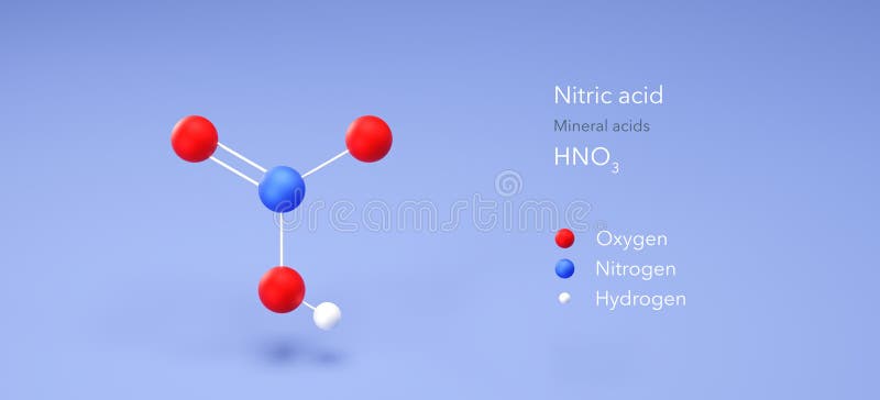 Nitric Acid Molecule, Molecular Structures, Oxidizing Acids, 3d Model ...