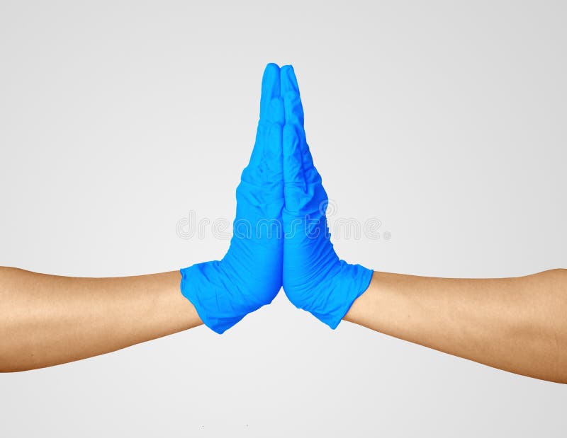 Nitrille Glove. Medic`s Hands Blue Stock Image - Image of pointing ...