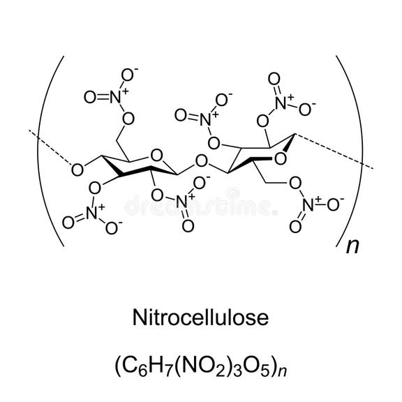 Nitrocellulose, Cellulose Nitrate, Chemical Formula and Structure Stock ...
