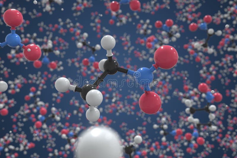 Nitroethane Molecule Made with Balls, Scientific Molecular Model ...