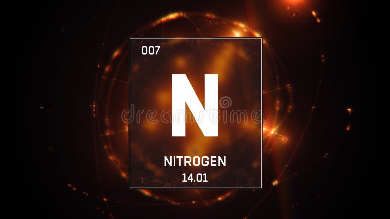 Nitrogen As Element 7 Of The Periodic Table 3D Animation On Blue ...
