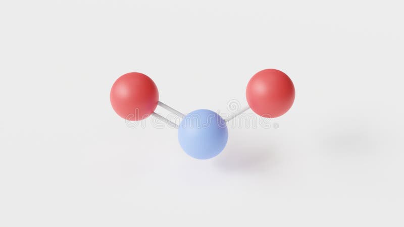 Nitrogen Dioxide Molecule 3d, Molecular Structure, Ball and Stick Model ...
