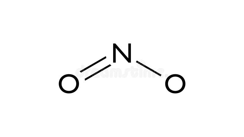 Nitrogen Dioxide Molecule, Structural Chemical Formula, Ball-and-stick ...