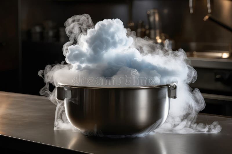 Nitrogen Ice Cream Being Prepared with Burst of Vapor. Generative AI ...