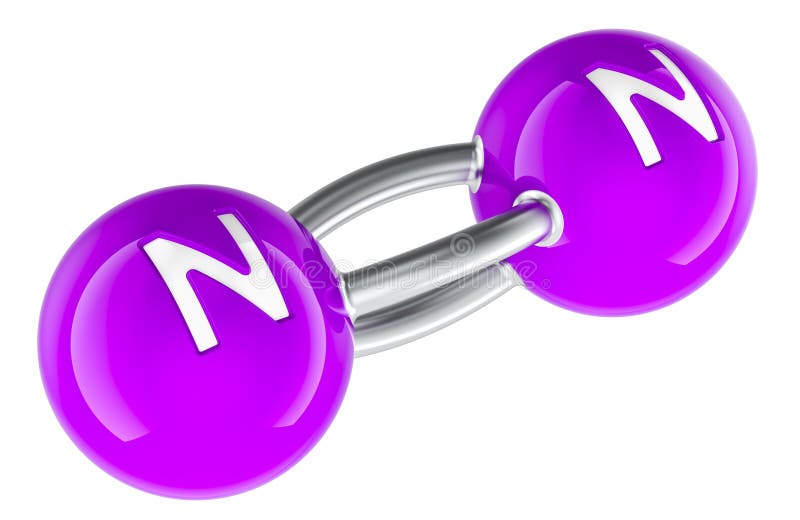 Nitrogen Molecule N2, 3D Atomic Model. 3D Rendering Stock Illustration ...