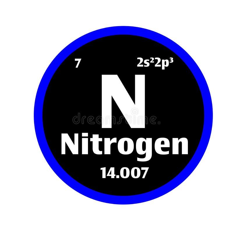 Nitrogen N Button on Black and White Circle Button Background with Blue ...