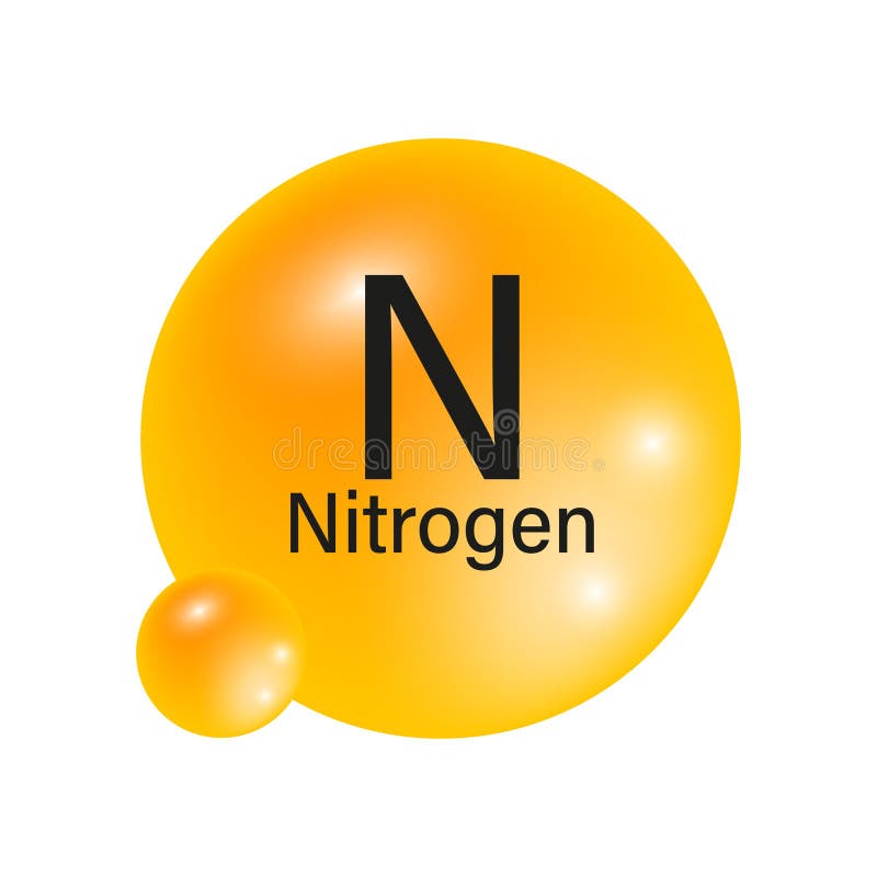 Nitrogen N Icon. Yellow Glossy Sphere. Chemical Element Vector. Clean ...