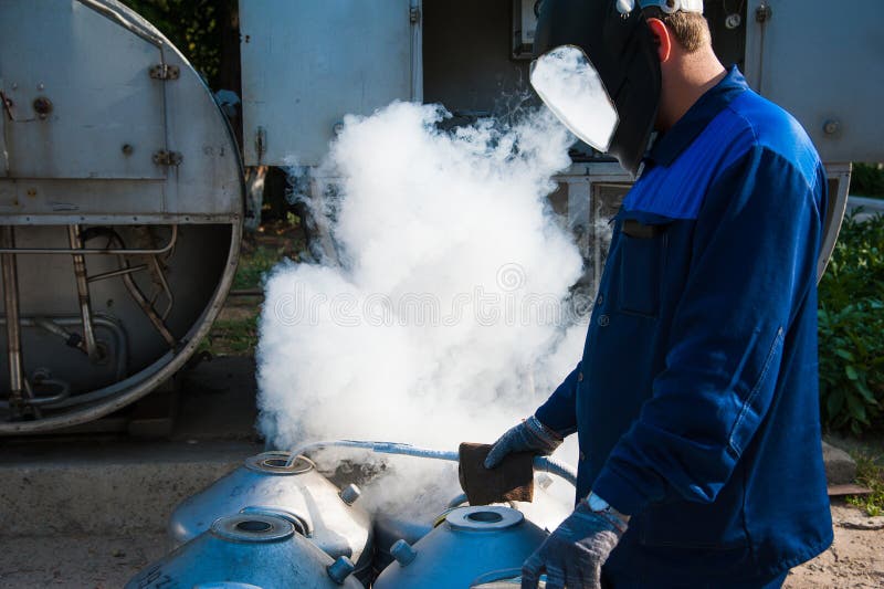 Nitrogen Storage Tank at New Factory Stock Photo - Image of outdoor ...