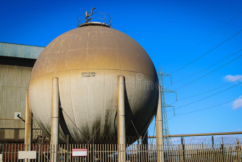 Nitrogen Tank in Factory, North Yorkshire Stock Image - Image of steel ...