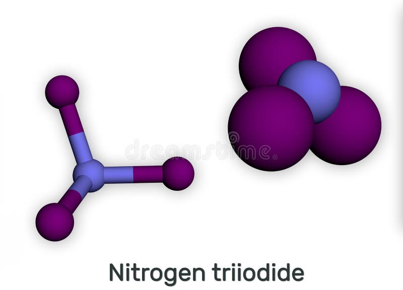 Nitrogen Triiodide, NI3 Molecule. Molecule Model Stock Illustration ...