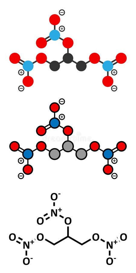 Molecule Nitroglycerin 3D stock illustration. Illustration of chemistry ...