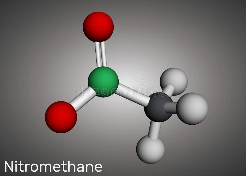 Nitromethane Molecule. Molecular Model. 3D Rendering Stock Illustration ...