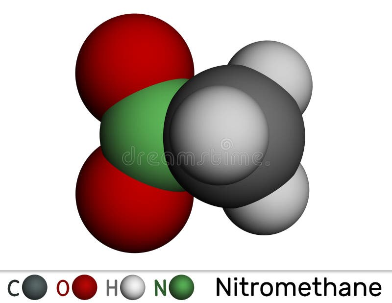 Nitromethane Molecule. Molecular Model. 3D Rendering Stock Illustration ...