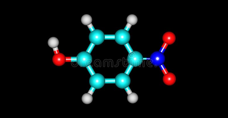4-Nitrophenol Molecular Structure Isolated on White Stock Illustration ...