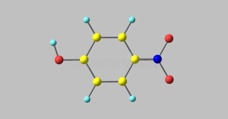 4-Nitrophenol Molecular Structure Isolated on White Stock Illustration ...