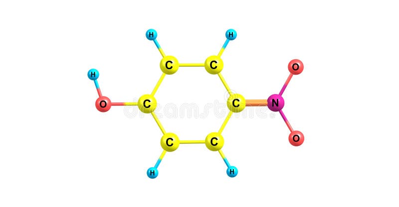 4-Nitrophenol Molecular Structure Isolated on White Stock Illustration ...