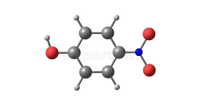 4-Nitrophenol Molecular Structure Isolated on White Stock Illustration ...